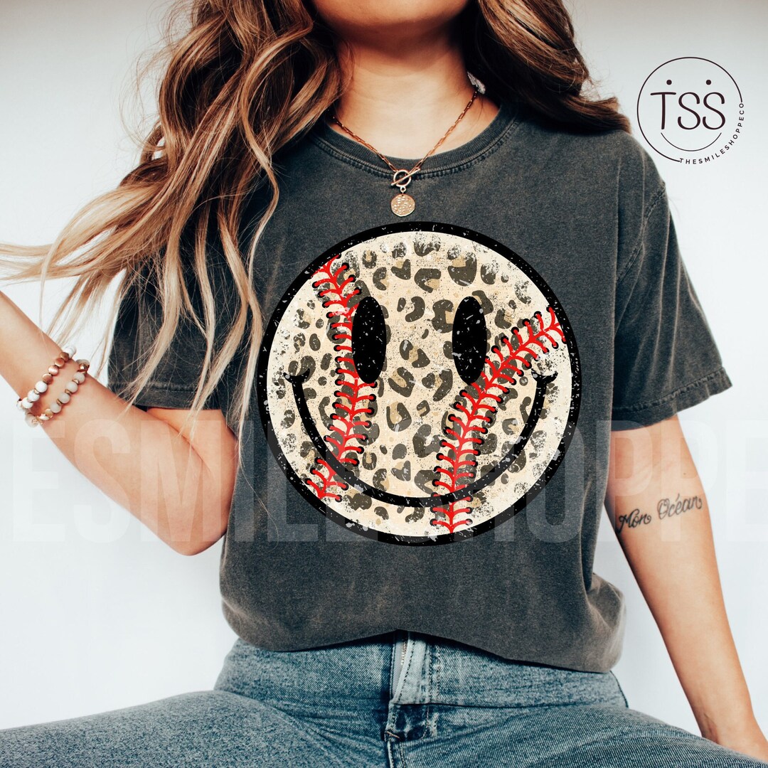 Baseball Vibes PNG Leopard Print Smile Distressed Smile Baseball ...