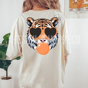 Preppy Tiger Blowing Bubble PNG: Mascot Sublimation Design - Etsy