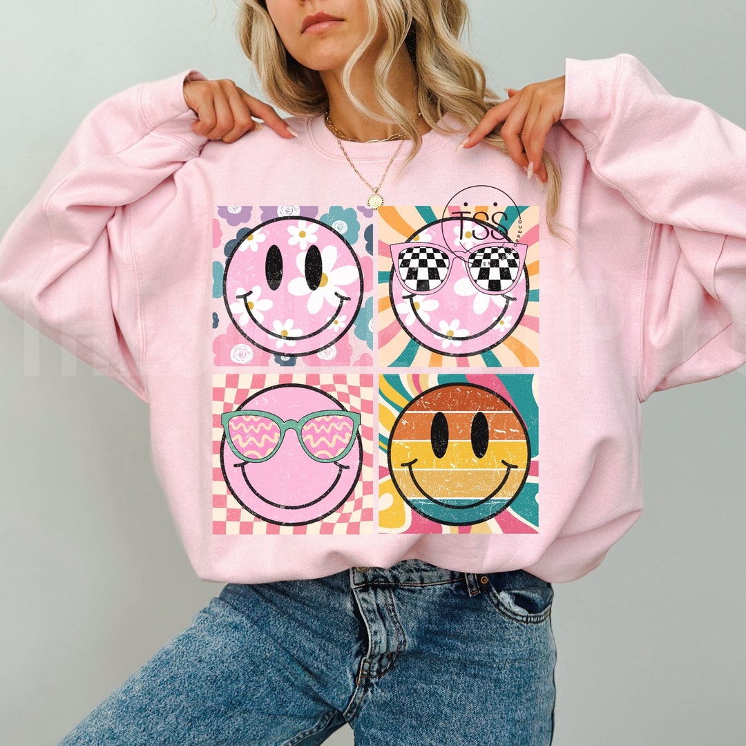 Smile Face Collage Distressed Smile Face Png Retro Checkered Smile Face ...