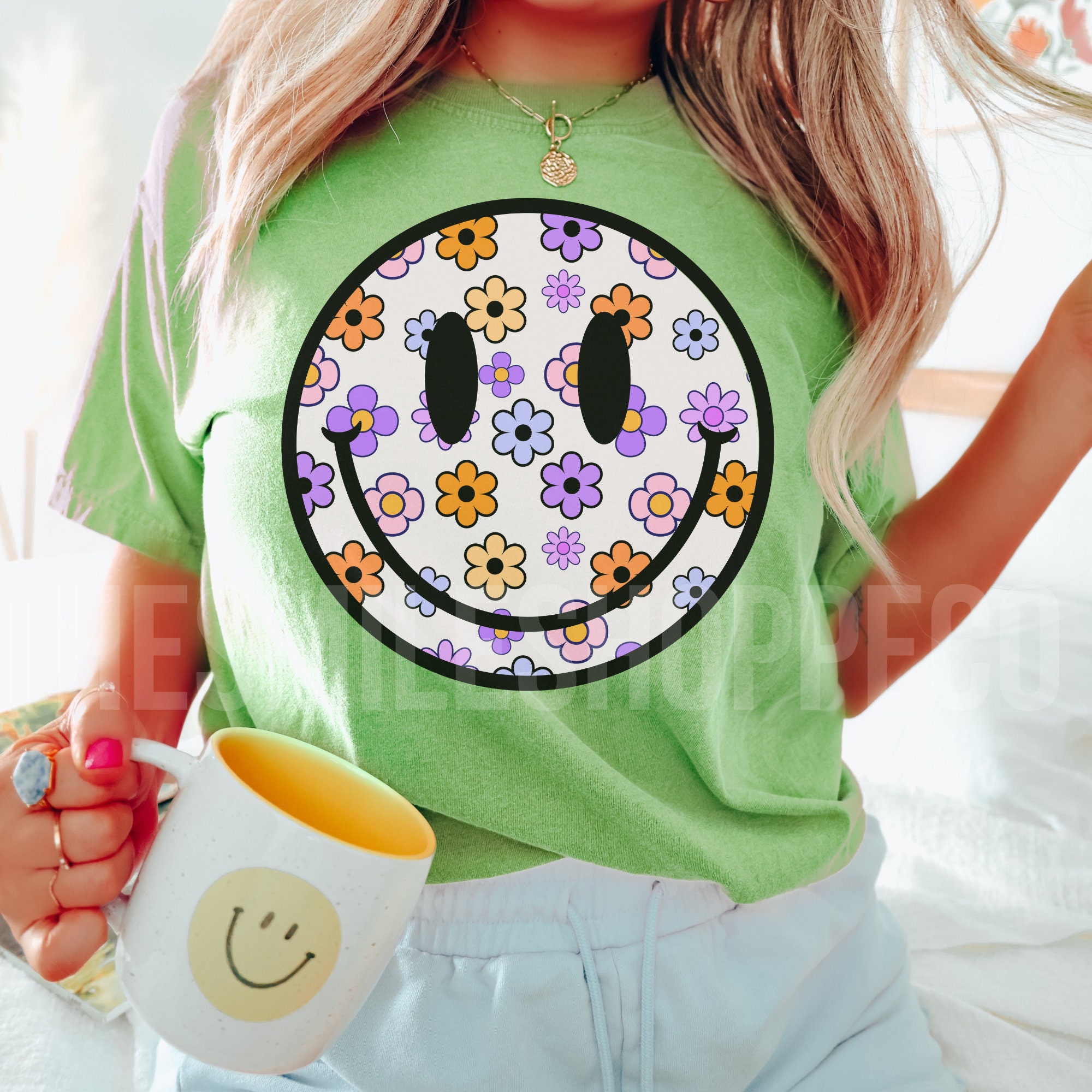 Distressed Smile Bundle Boho Floral Rainbow Png Smile Daisy - Etsy