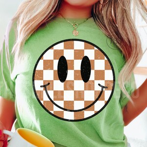 Retro Checkered Smile Face Png Tan Checkers Smile Distressed Smile ...