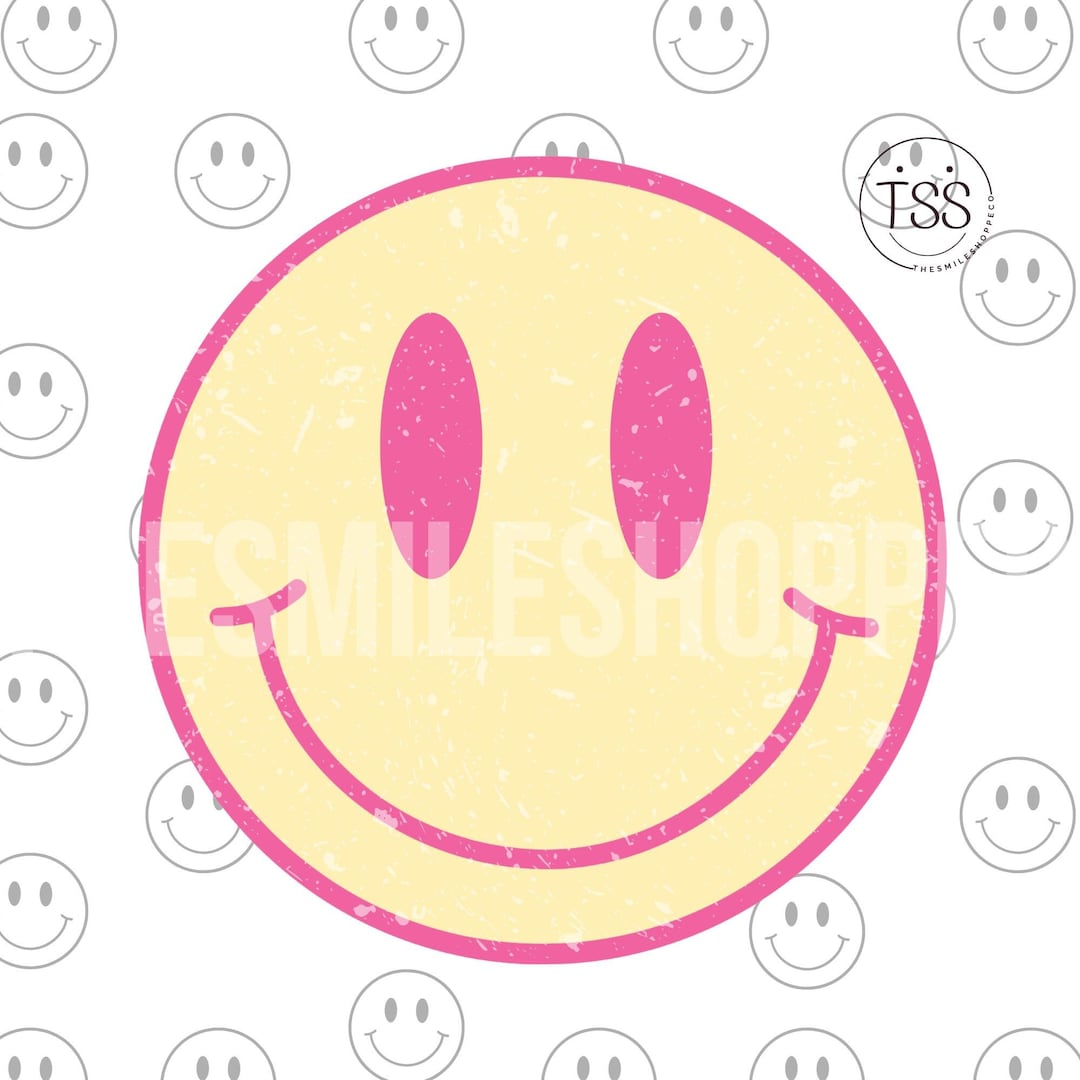 Preppy Png Distressed Smile Face PNG Pink Smile Face Yellow Classic ...