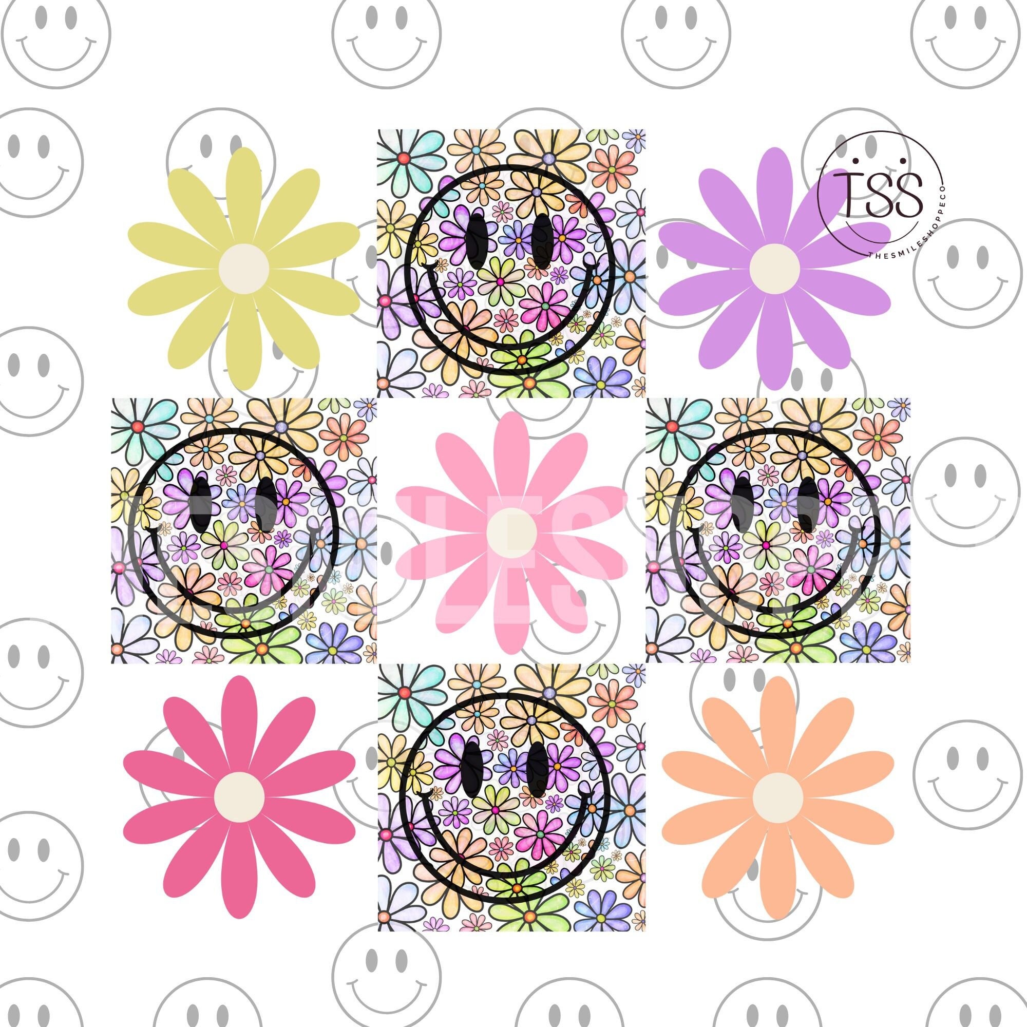 Checkered Smile Face Png Distressed Smile Daisy Png Boho - Etsy