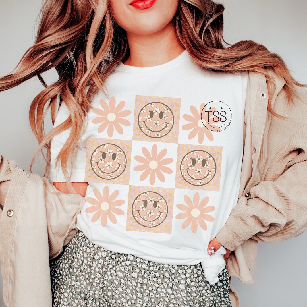 Vintage Boho Smile Png Checkered Smile Face Png Distressed Smile Daisy ...