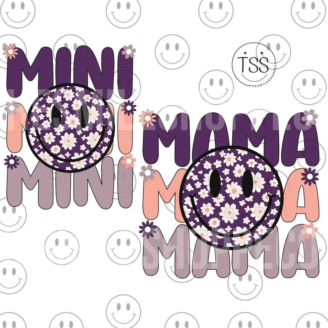 Retro Mama Mini Shirt Png Mama and Mini Png Smile Face Mama Mini ...