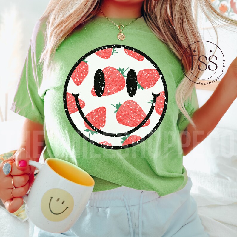 Retro Strawberry PNG Feeling Berry Good Strawberry Smiley Png - Etsy