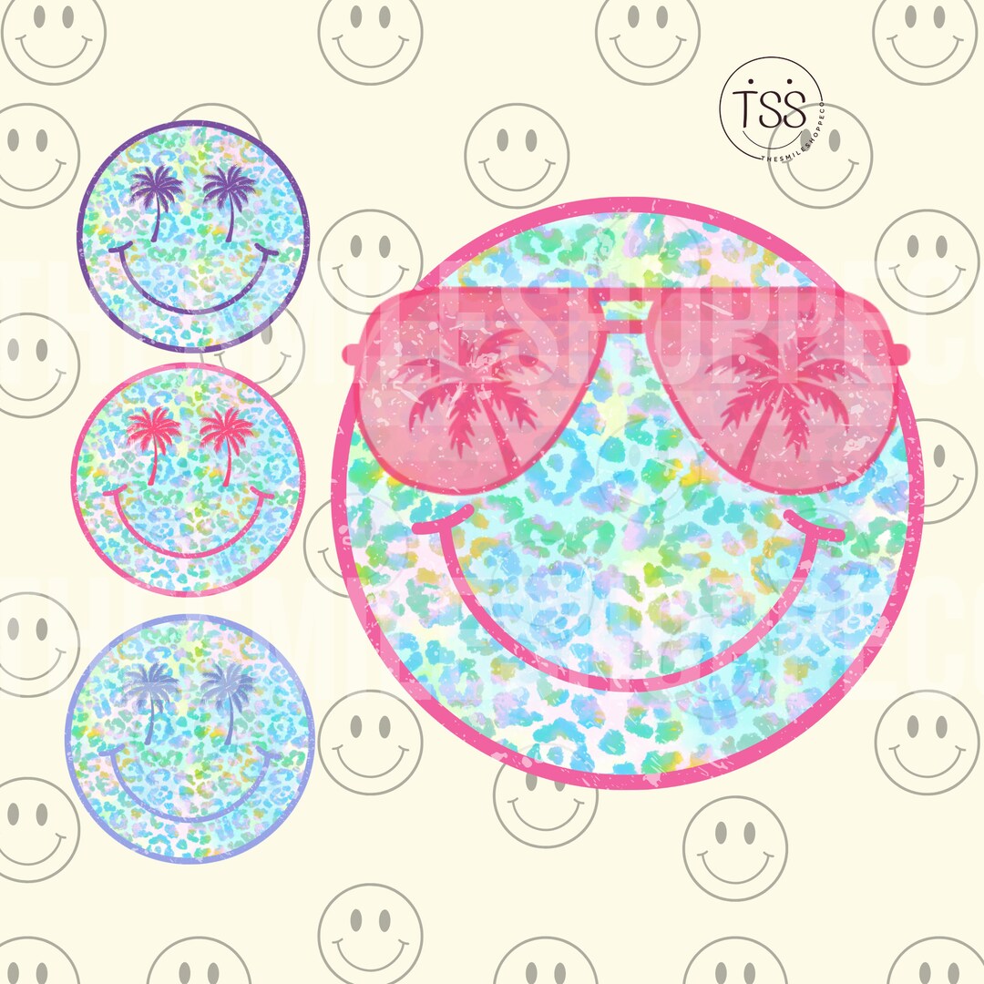 Distressed Smile Face Png Bundle Beach Vibes Png Summer Png Spring ...