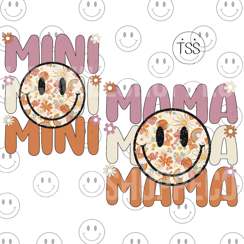 Retro Mama Mini Shirt Png Mama and Mini Png Smile Face Mama - Etsy