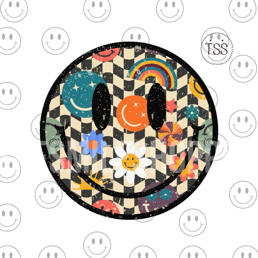 Groovy Distressed Smile Face PDF Stay Groovy Png Be Groovy or Leave ...