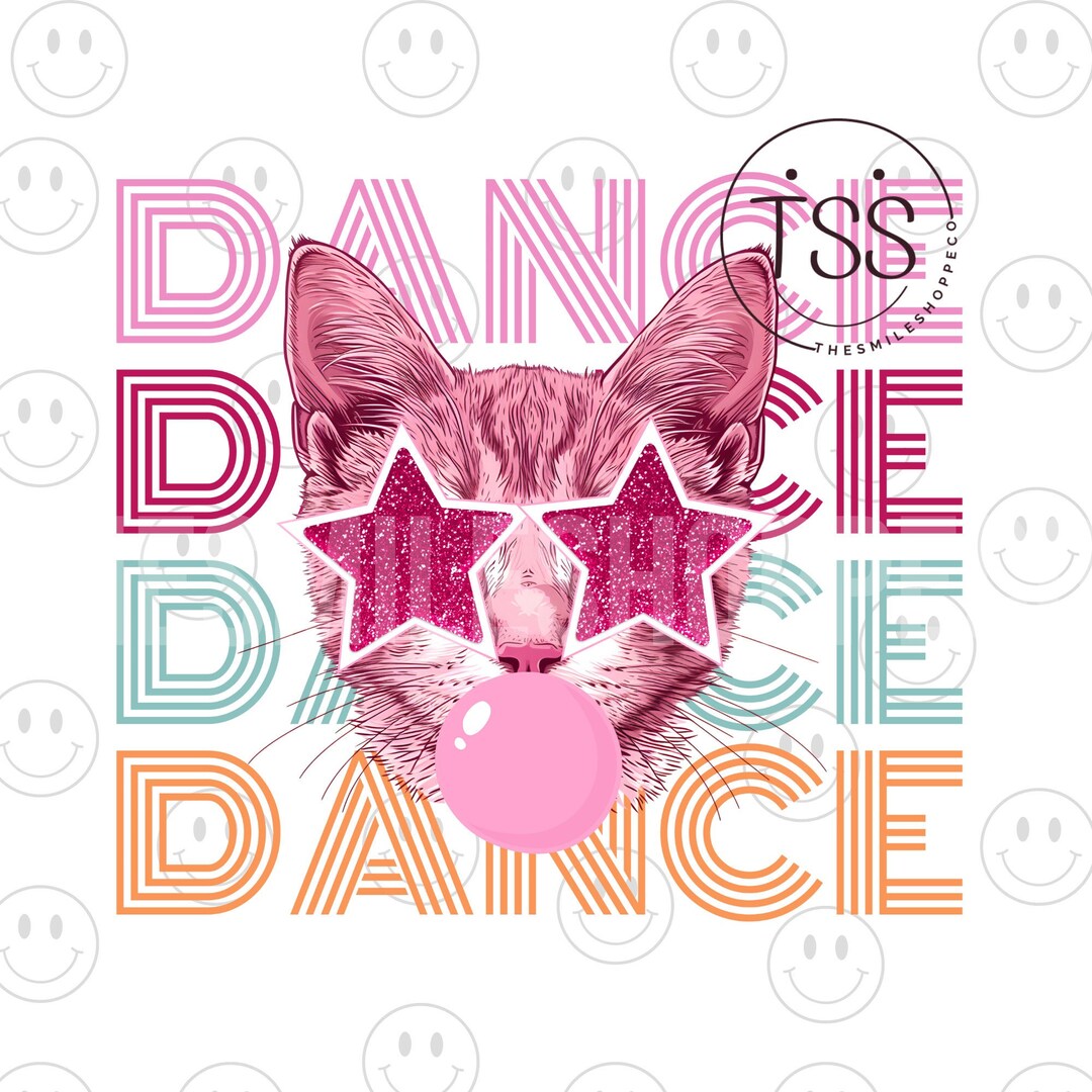 Pink Cat PNG Dance Vibes PNG Blowing Bubble Png Birthday Girl Pink Star ...