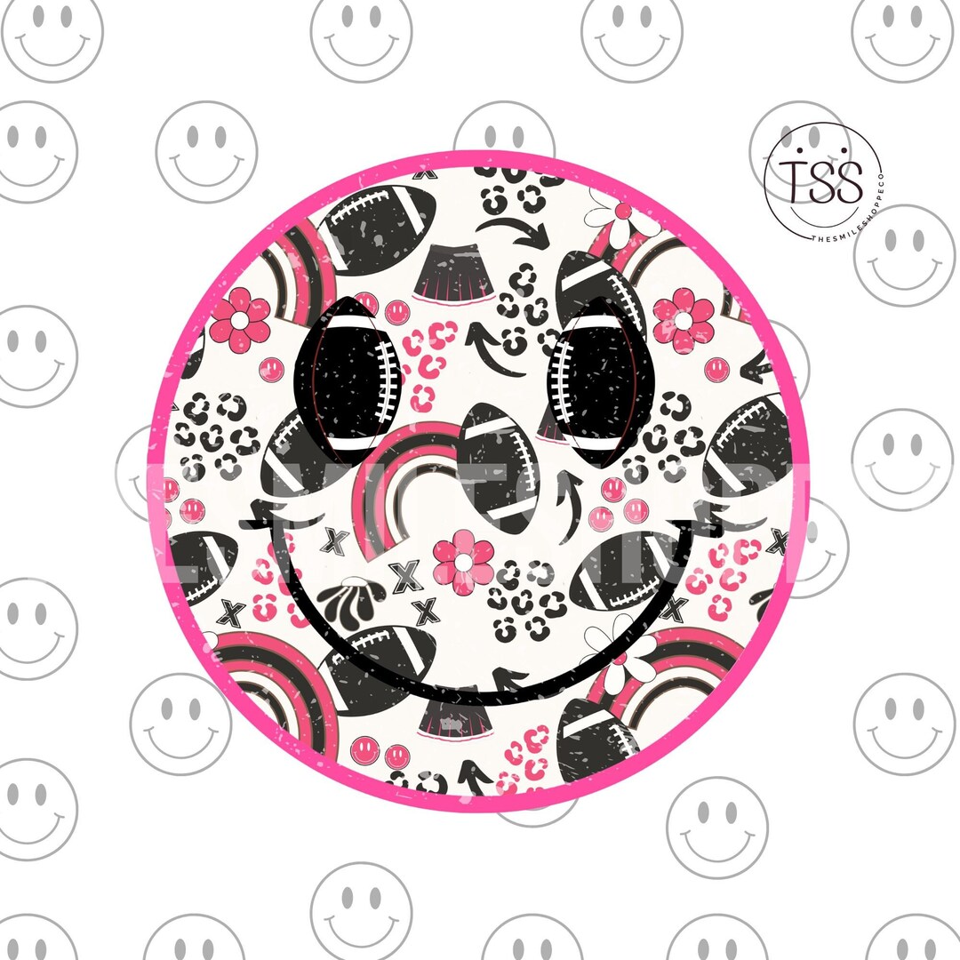 Distressed Smile Face PNG Retro Football Png Football Girly Smiley Face ...
