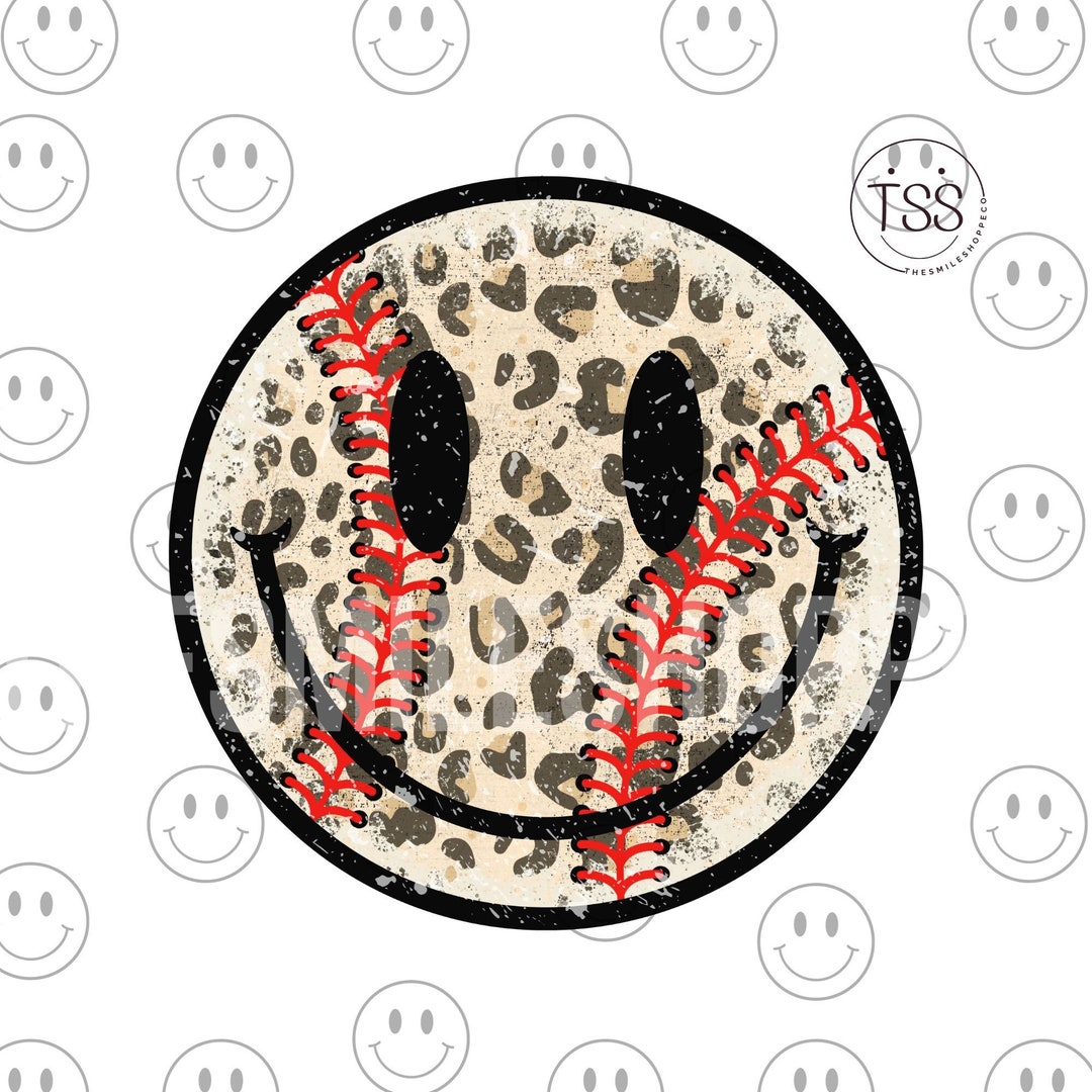 Baseball Vibes PNG Leopard Print Smile Distressed Smile Baseball ...