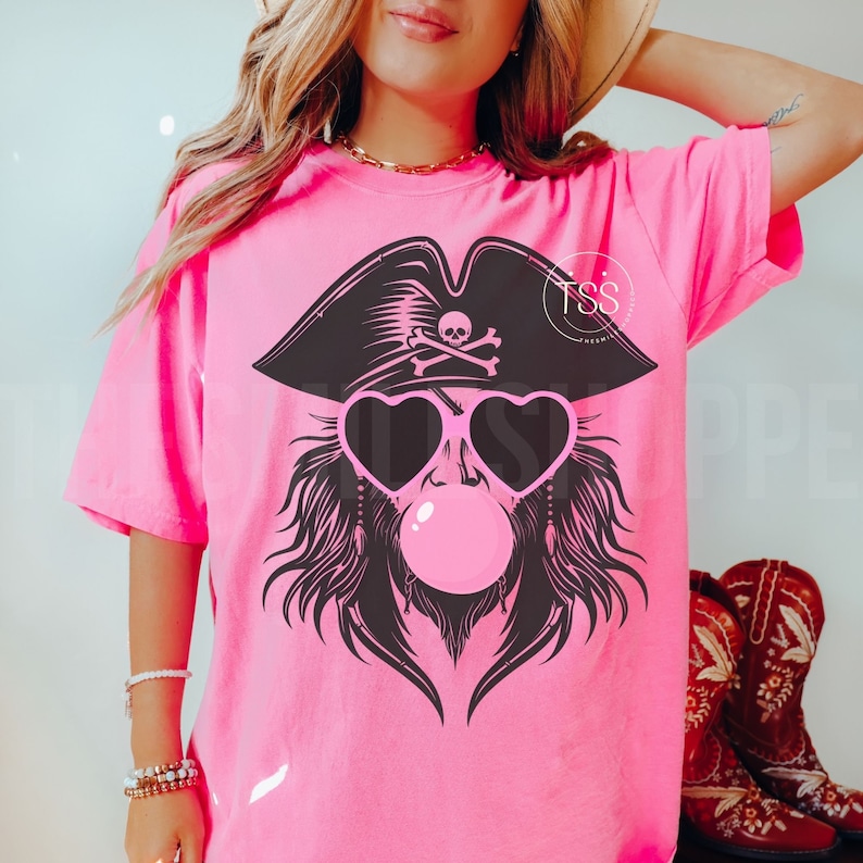 Preppy Pirate Mascot PNG: Pink Bubble Gum Design (digital Download) - Etsy