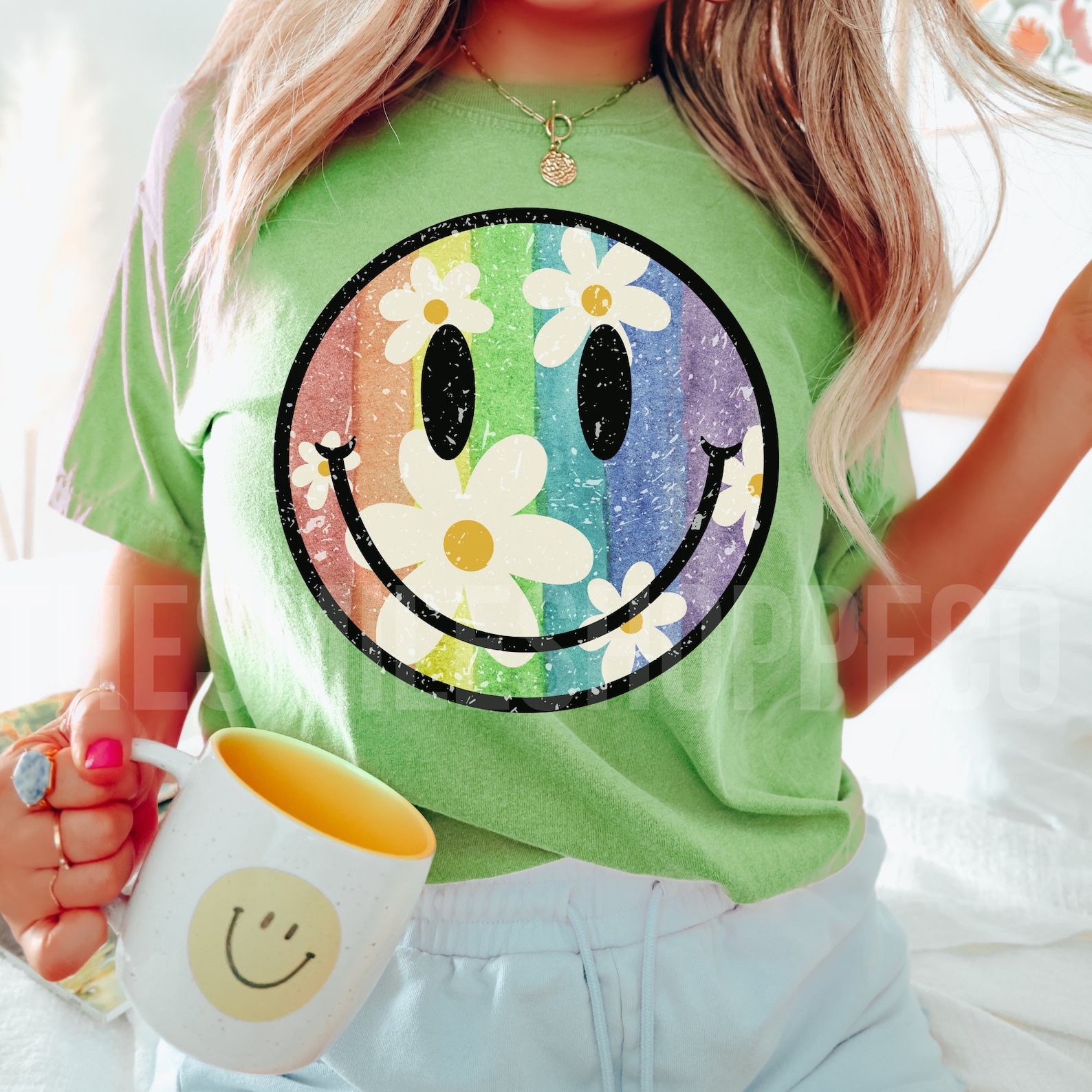 Distressed Smile Bundle Boho Floral Rainbow Png Smile Daisy - Etsy