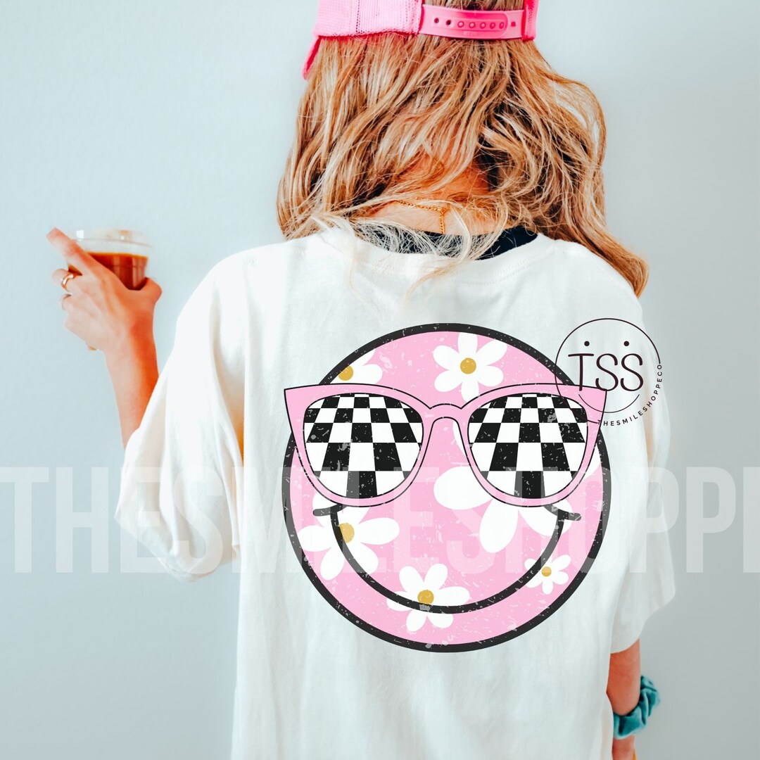 Vintage Boho Smile Png Smile Face Retro Checkered Smile Face Sunkissed ...