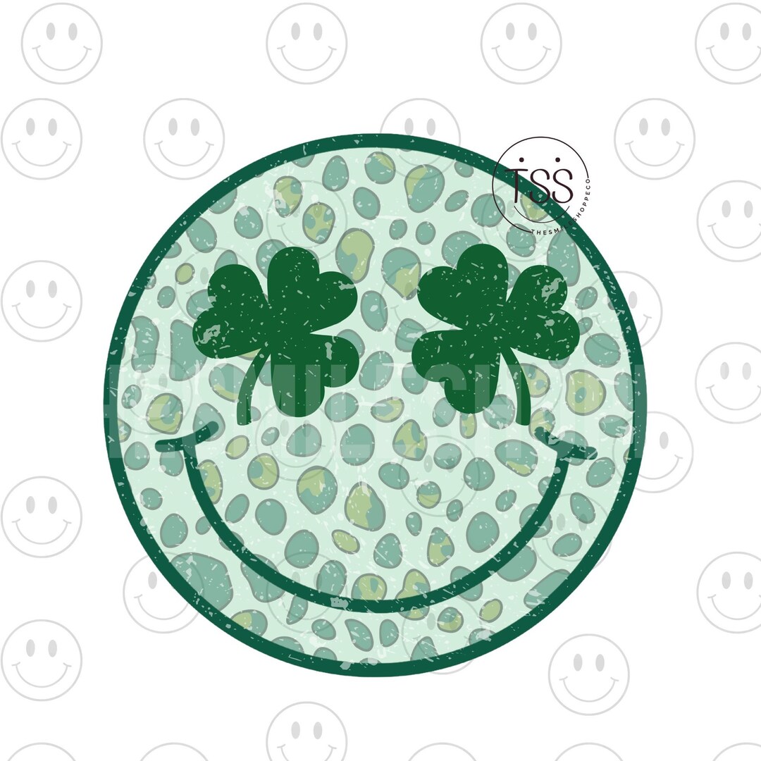 St. Patrick's Day Leopard Shamrock Smile PNG (digital) - Etsy