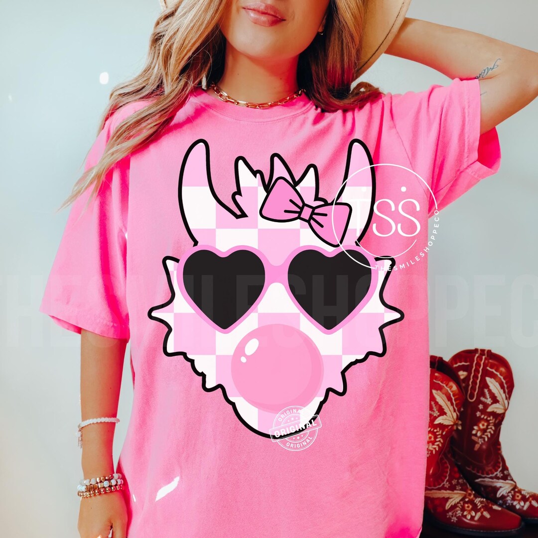Cute Girly Dragon Blowing Bubble Png Mascot Preppy PNG Pink Heart ...