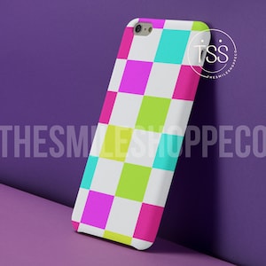 Summer Retro Checkered Seamless Pattern Checkers Rainbow Neon Seamless ...