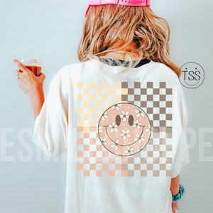 Retro Checkered Smile Face Png Tan Checkers Smile Distressed Smile ...