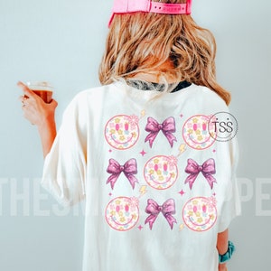 Preppy Pink Bows PNG: Girly Smile Face Sublimation Design (digital ...