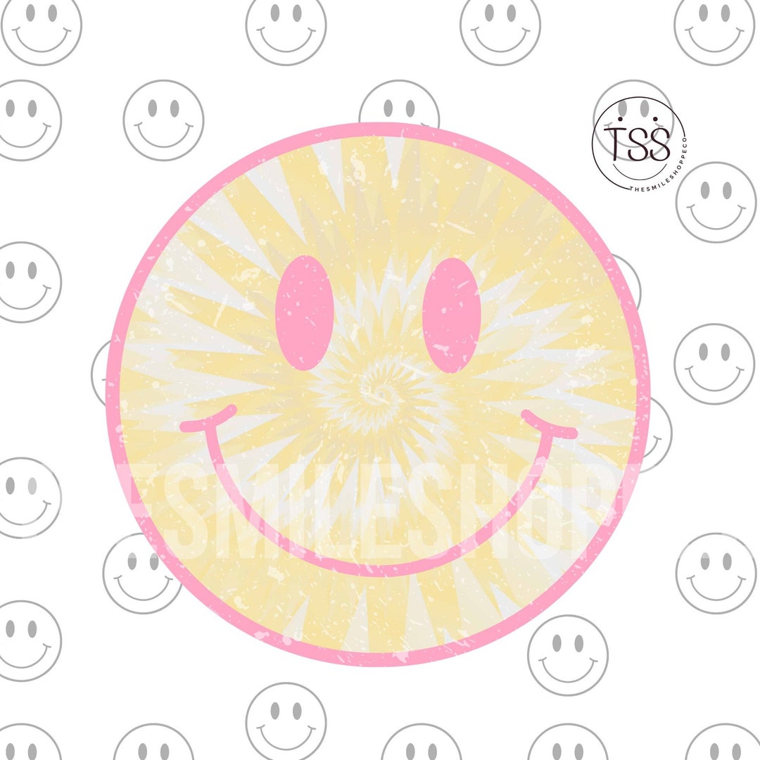 Distressed Smile Face Png Tye Dye PNG Preppy Smile Face PDF Pink Smile ...
