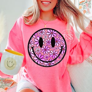 Daisy Smile Face Png Spring Break Png Floral Smile Face Distressed ...