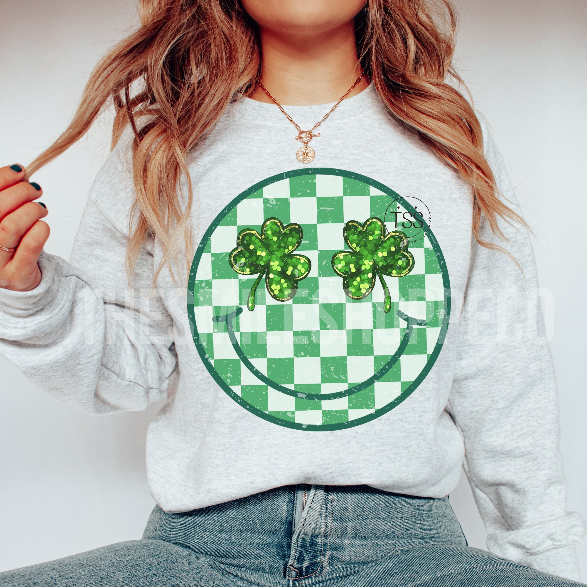 Checkered Shamrock Smile PNG: St. Patrick's Day Sublimation (digital ...