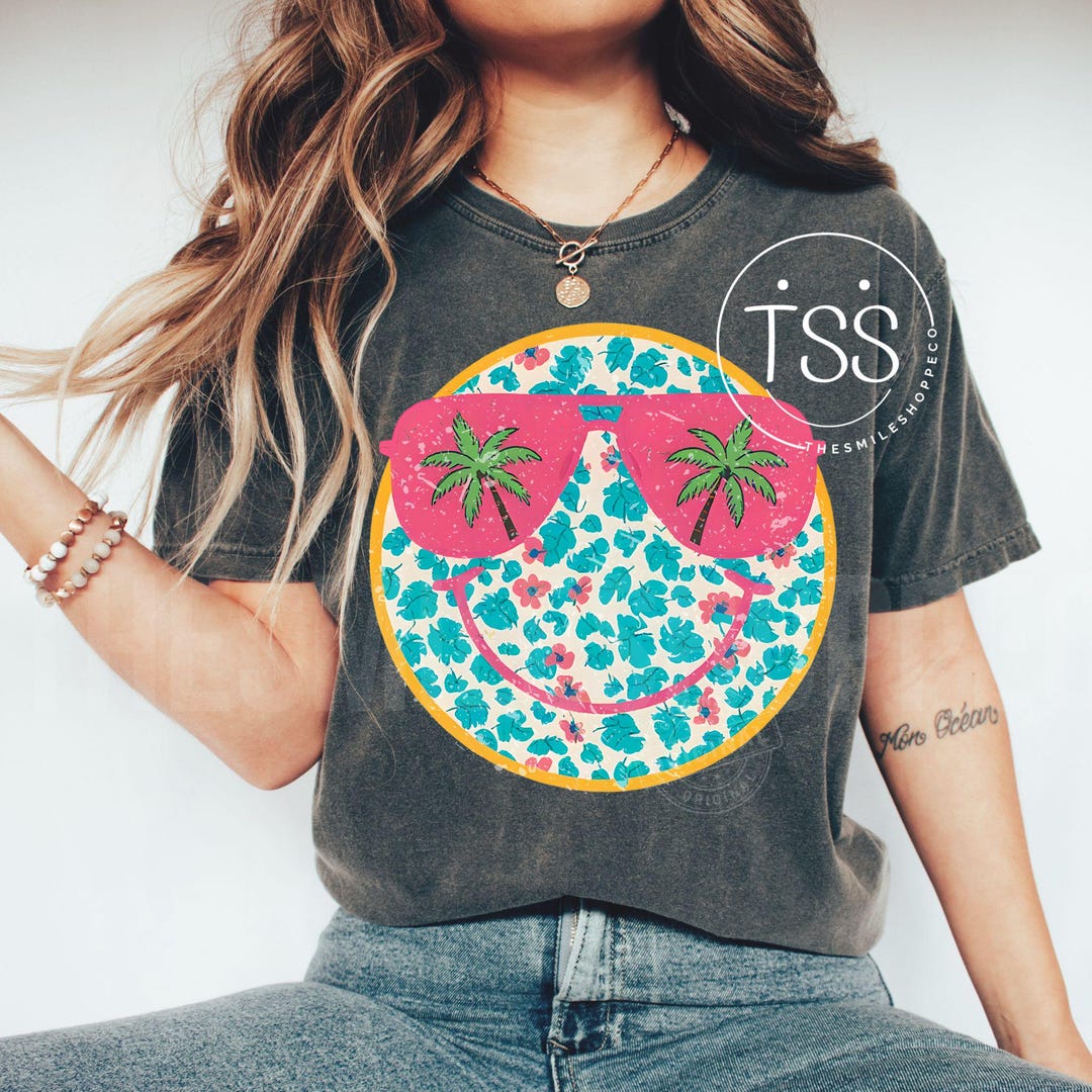 Tropical Smile Face PNG: Summer Beach Vibes Design (digital Download ...