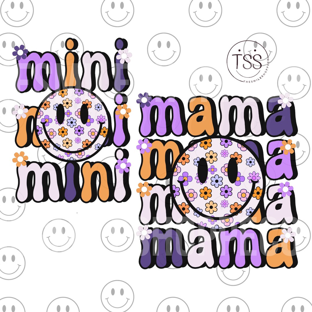 Retro Mama Mini Shirt Png Mama and Mini Png Smile Face Mama Mini ...