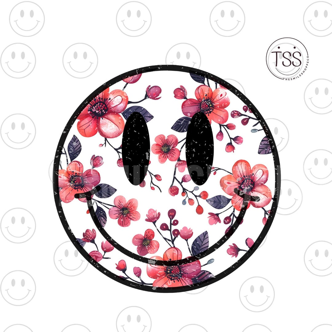Distressed Smile Face PNG Retro Flower Png Stay Groovy 70s Inspired Png ...