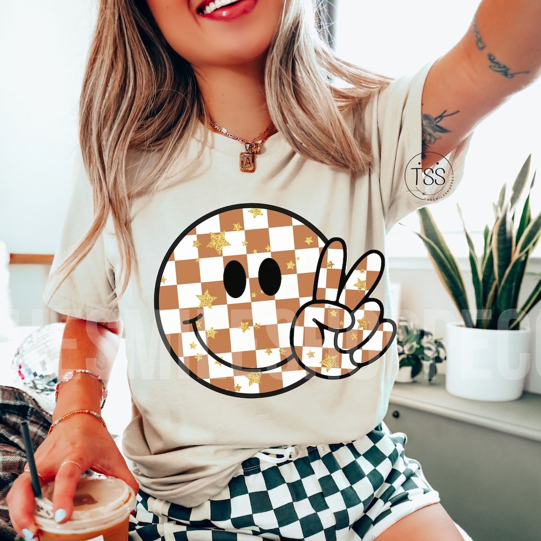 Checkered Smile Face Png Peace Sign Png Tan Checkers Smile Png Boho ...