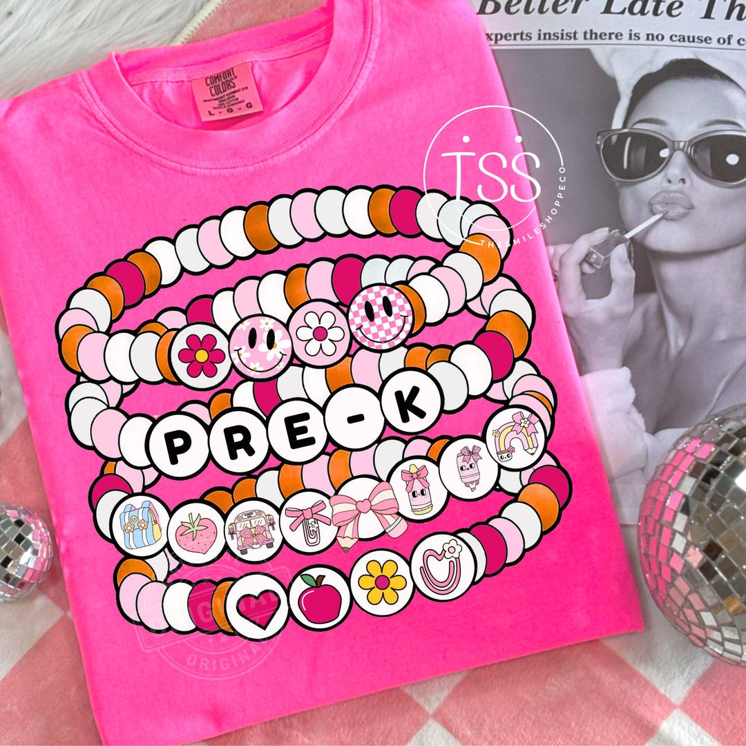Retro Pre-k Teacher PNG: Friendship Bracelet, Back to School Floral ...