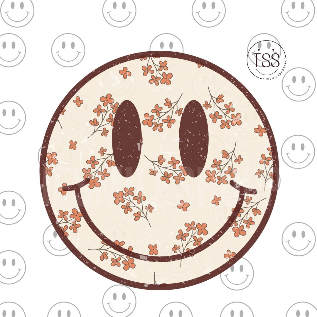 Distressed Smile Face PNG Retro Flower Png Stay Groovy 70s Inspired Png ...