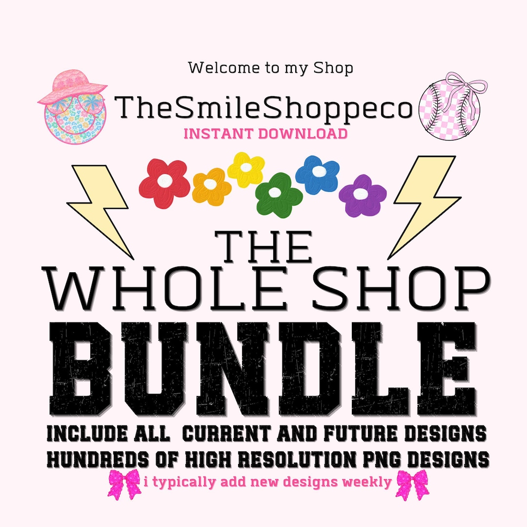 Whole Shop PNG Bundle: Retro Trendy T-shirt Designs (digital Download ...