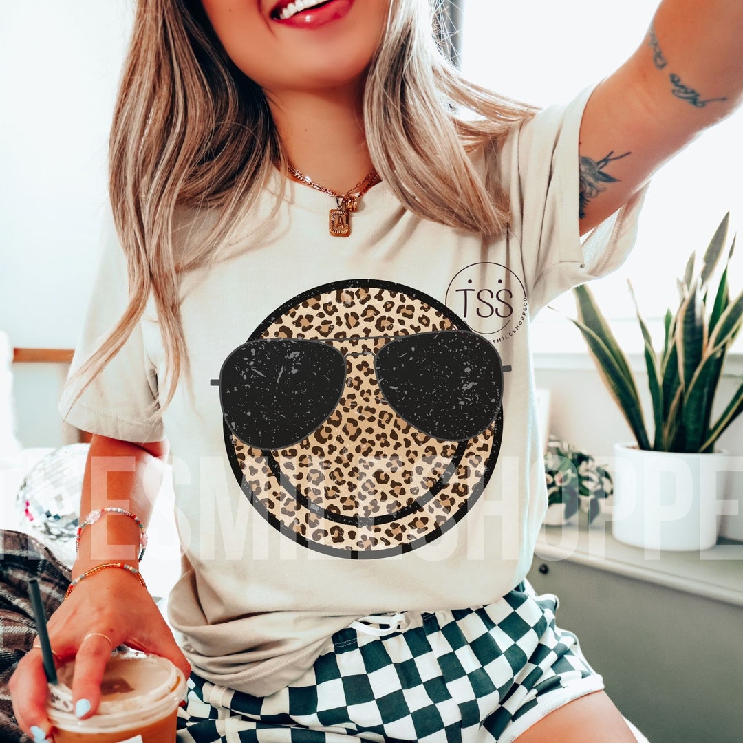 Retro Smile Face Leopard Smile Png Beach Vibes Png Summer Aviator ...