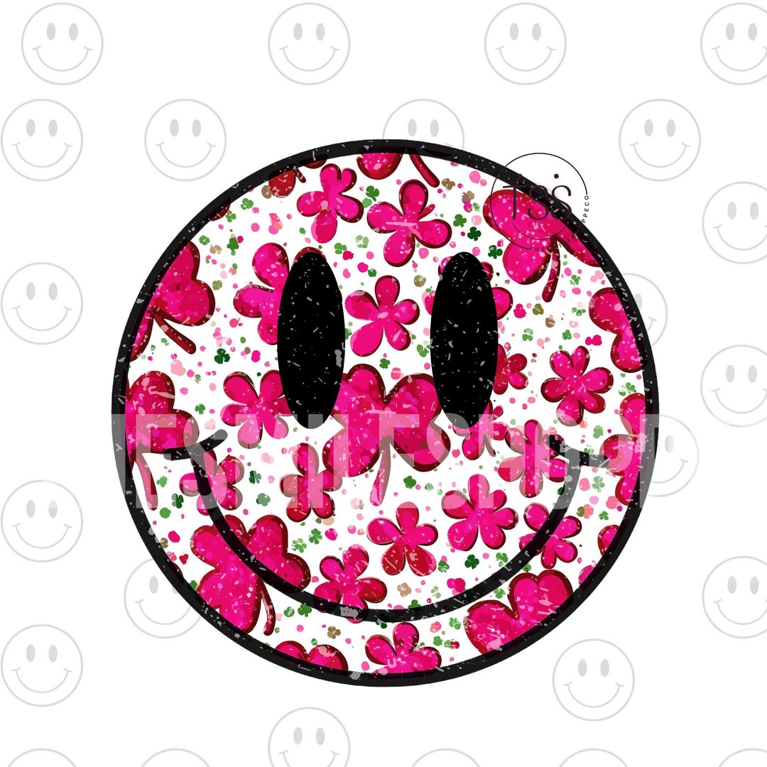 Pink Shamrock Smile PNG: St. Patrick's Day Sublimation Design (digital ...