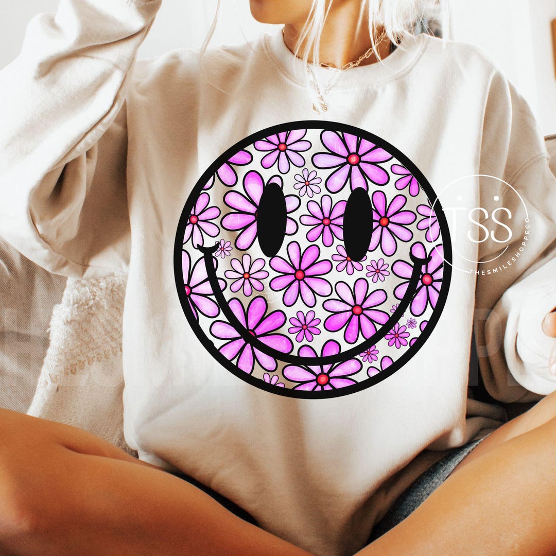 Daisy Smile Face Png Spring Break Png Floral Smile Face Distressed ...