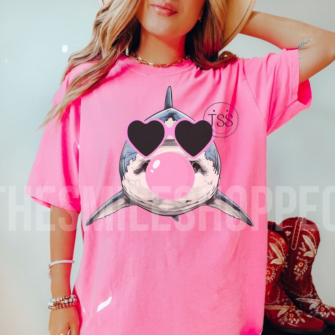 Preppy Shark Blowing Bubble PNG: Mascot Shirt Sublimation Design - Etsy