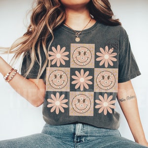 Vintage Boho Smile Png Checkered Smile Face Png Distressed Smile Daisy ...