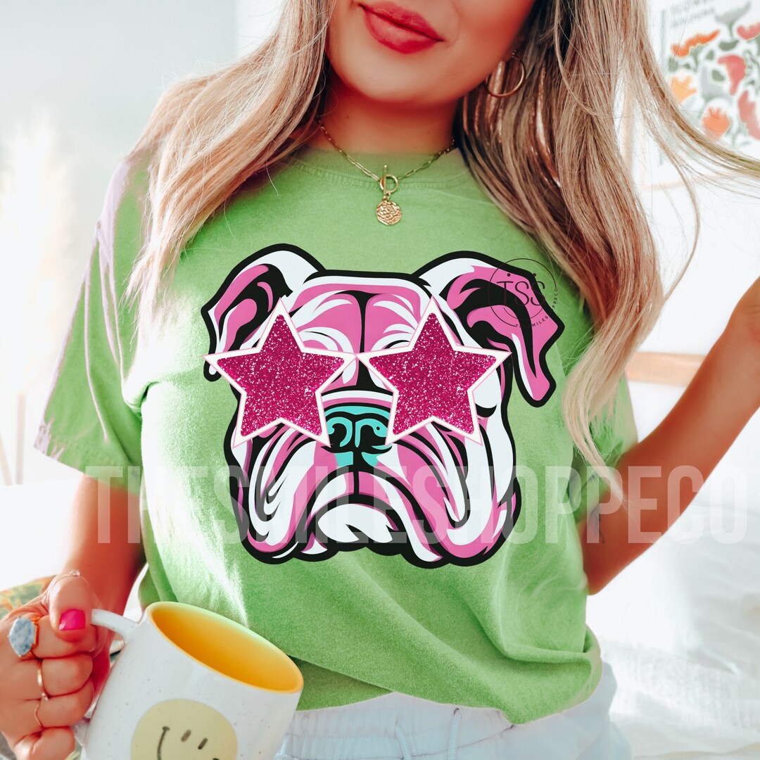 Preppy Bulldogs PNG: Pink Glitter Star Mascot (digital Download) - Etsy