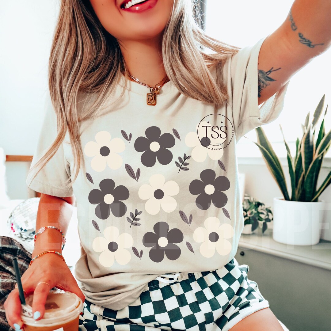 Daisy Checkered Boho Flowers Png,daisy Png,spring Flowers Sublimation ...