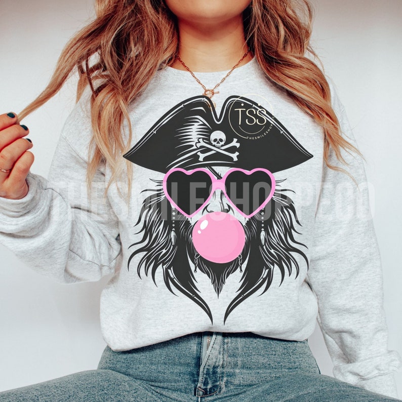Preppy Pirate Mascot PNG: Pink Bubble Gum Design (digital Download) - Etsy