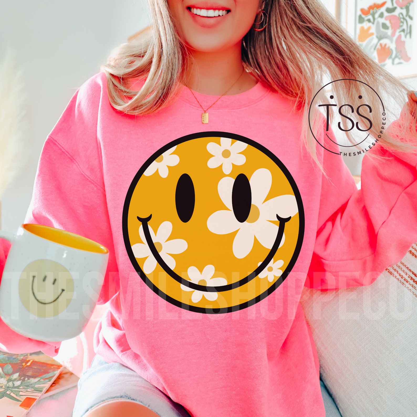 Daisy Smile Png Floral Smile Face Distressed Smile Simple Flower Smiley ...