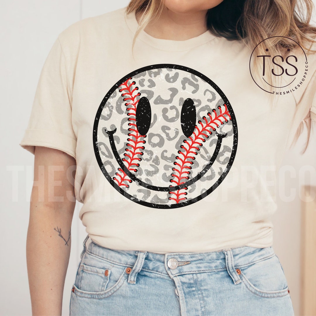 Baseball Vibes PNG Leopard Print Smile Distressed Lightening Bolt ...