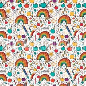 Back to School Seamless Pattern School Supply Repeating Pattern Teacher ...