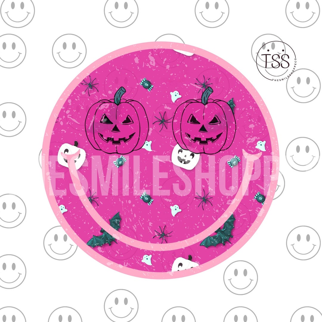 Distressed Smile in October We Wear Pink Png Fall Vibes Halloween Smile ...