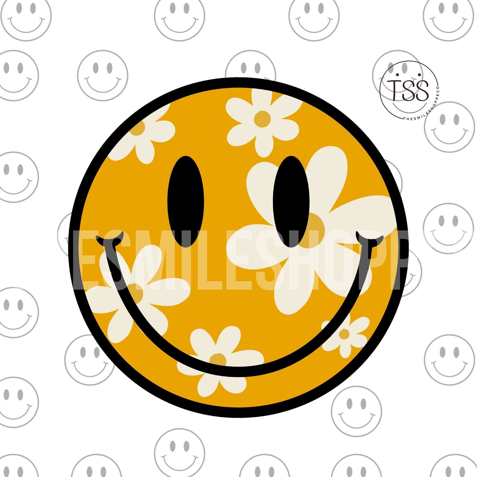 Daisy Smile Png Floral Smile Face Distressed Smile Simple Flower Smiley ...