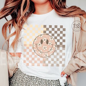 Retro Checkered Smile Face Png Tan Checkers Smile Distressed Smile ...