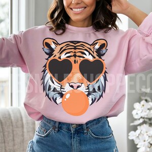 Preppy Tiger Blowing Bubble PNG: Mascot Sublimation Design - Etsy