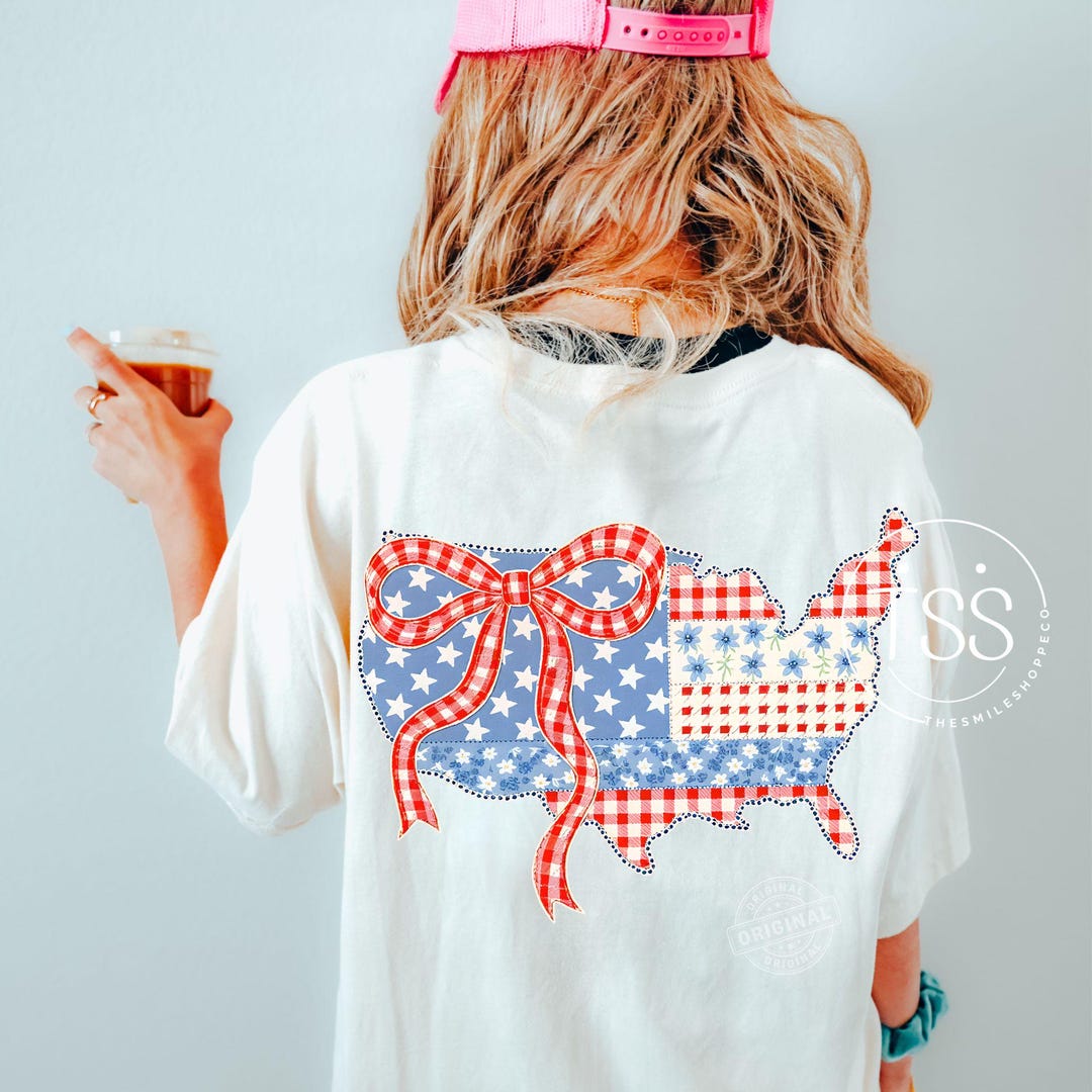 USA Map Patchwork PNG: Coquette 4th of July Design (digital Download ...